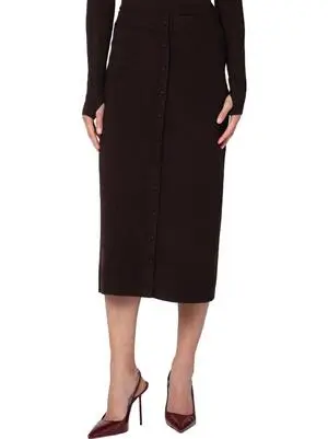 Victoria Beckham Wool-blend Midi Skirt - Brown