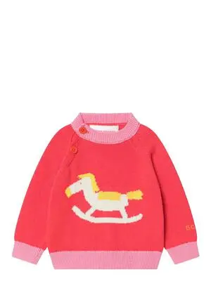 BOBO CHOSES Cotton Rocking Horse Sweater - Red