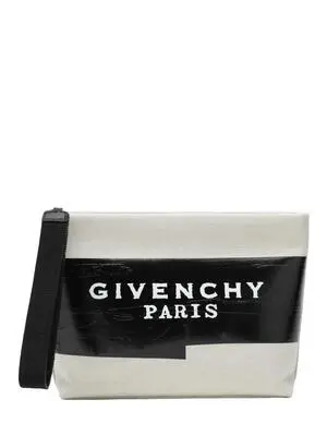 Givenchy Fabric Logo Tape Pouch Beige
