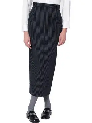 Thom Browne Pinstriped Pencil Skirt - Blue