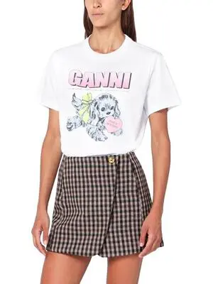 GANNI Printed T-shirt - White