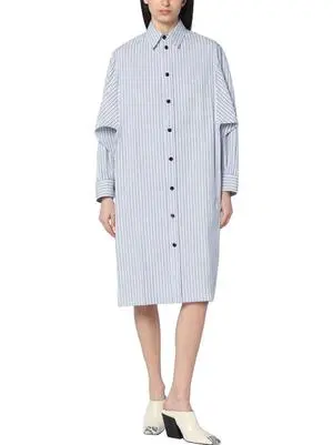 Bottega Veneta Striped Cotton Shirt Dress - White