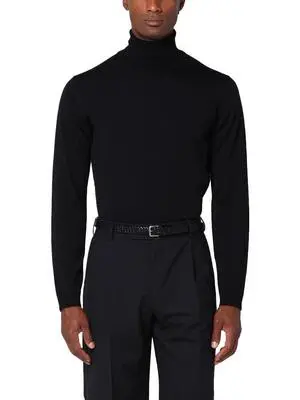 ROBERTO COLLINA Wool Turtleneck Sweater - Black
