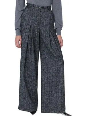 Dolce & Gabbana Striped Wide Leg Trousers - Grey