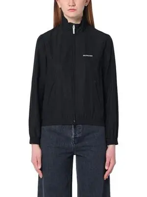 Balenciaga Bomber Jacket With Logo - Black