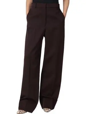 Stella McCartney Straight Leg Trousers In Wool - Brown