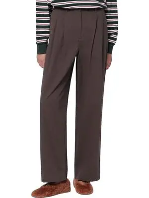 DUNST Cotton Wide Leg Trousers - Brown