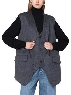 Bottega Veneta Reversible Wool Vest - Grey