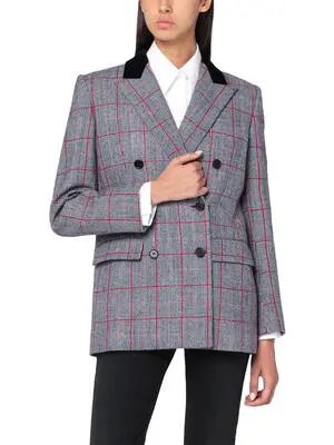 Chloé Checkered Wool Double-breasted Blazer - Multicolor