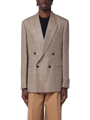 LARDINI Double-breasted Prince Of Wales Jacket - Brown