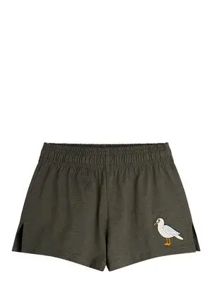 MINI RODINI Embroidered Cotton Shorts - Black