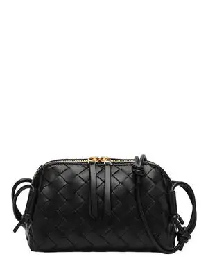 Bottega Veneta Plaited Leather Concert Clutch Black
