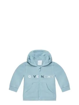 Givenchy Hooded Zip-up Sweatshirt With Logo - Light Blue