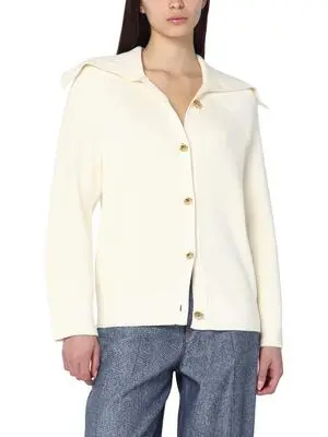 Bottega Veneta Ribbed Cotton Cardigan With Knot Buttons - White