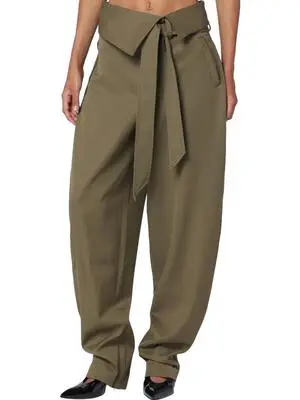 Attico Wide-leg Gabardine Trousers - Green