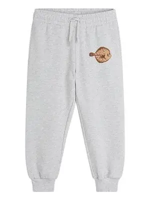 MINI RODINI Gray Jogging Pants With Flundra Print - Grey