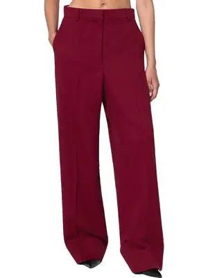 Stella McCartney Wide Leg Wool Trousers - Red
