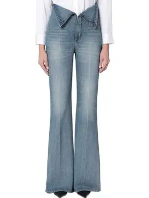 Alexander McQueen Flared Jeans With Turn-up Waist - Blue