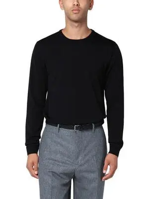 ROBERTO COLLINA Crew Neck Wool Sweater - Black