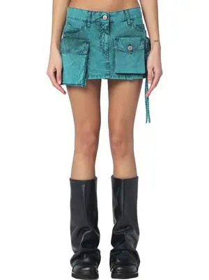 Attico Fay Denim Cargo Miniskirt - Green