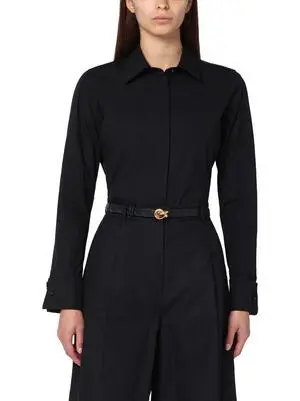 Max Mara Cotton Shirt With Logo - Black