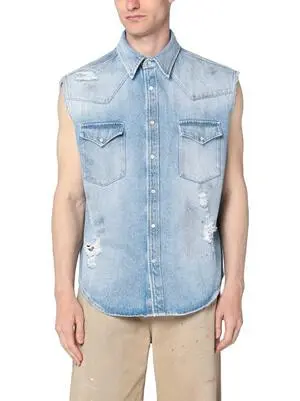 MAISON MARGIELA Denim Vest - Light Blue