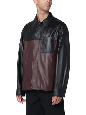 Loewe Burgundy Leather Overshirt - Black