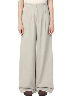Palm Angels Cotton Wide Leg Trousers - Beige