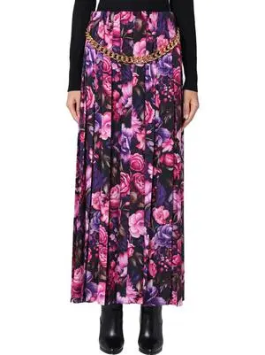 Balenciaga Long Pleated Floral Skirt - Purple
