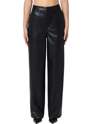 ROTATE BY BIRGER CHRISTENSEN Faux Leather High-waisted Trousers - Black