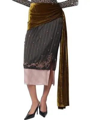 Dries Van Noten Draped Midi Skirt - Brown