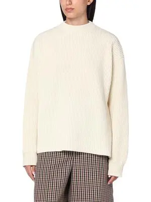JIL SANDER Ribbed Crewneck Sweater - White