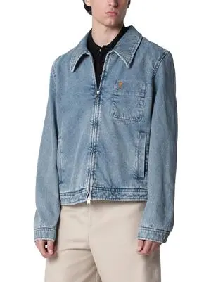 Ami Denim De Coeur Zip-up Jacket - Blue