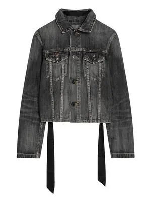 Balenciaga Denim Jacket With Lace-up Back - Grey