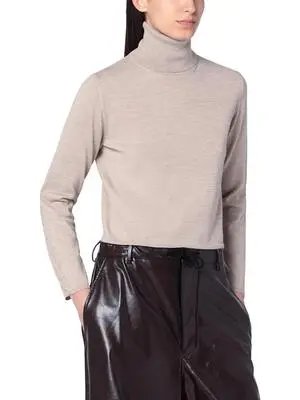 MAISON MARGIELA Wool Blend Turtleneck Sweater - Beige