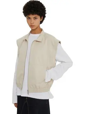 1989 STUDIO Gabardine Zip-up Vest - Beige