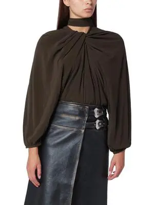 NAMACHEKO Draped Silk Top - Green