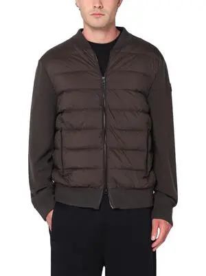 Moncler Cardigan With Nylon Knit Sleeves - Brown