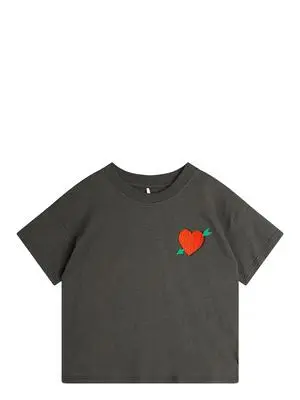 MINI RODINI Faded T-shirt With Embroidery - Black