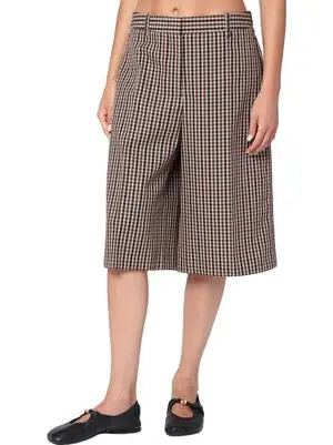 JIL SANDER Check Wool Bermuda Shorts - Brown