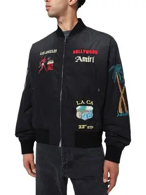 Amiri Cotton And Nylon Bomber Jacket - Black