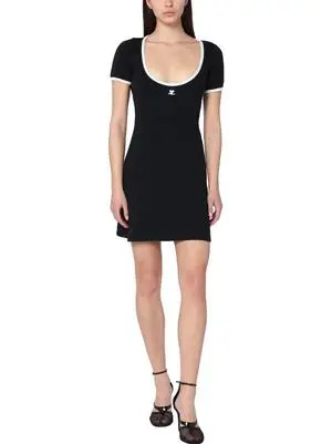 COURREGES Mini Cotton Dress - Black