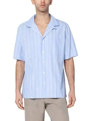 LARDINI Bowling-style Shirt In Cotton - Light Blue
