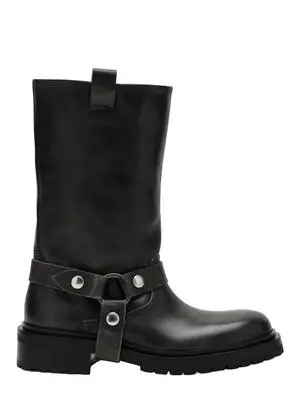 GOLDEN GOOSE Kurt Buckled Leather Boots - Black