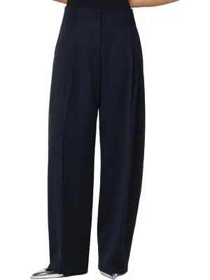Alexander McQueen Wide Leg Wool Trousers - Blue