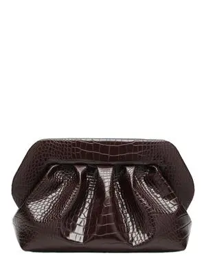 THEMOIRE Medium Bios Croc-effect Clutch - Brown