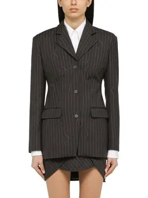 Off-White Pinstripe Single-breasted Jacket - Grey