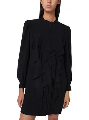 Chloé Ruffled Silk Blend Dress - Black