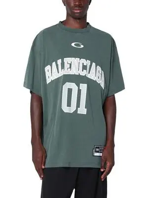 Balenciaga Dark /light Grey Oversized Basketball T-shirt - Green