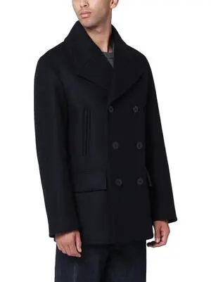 Burberry Double-breasted Wool Coat - Blue